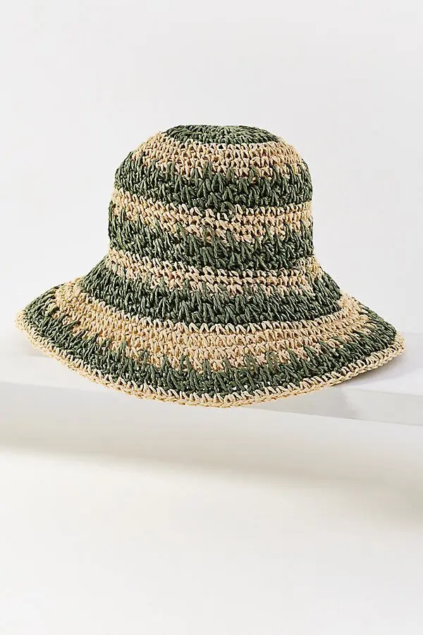 CHEVEUX CORP. Straw Bucket Hat - Sage