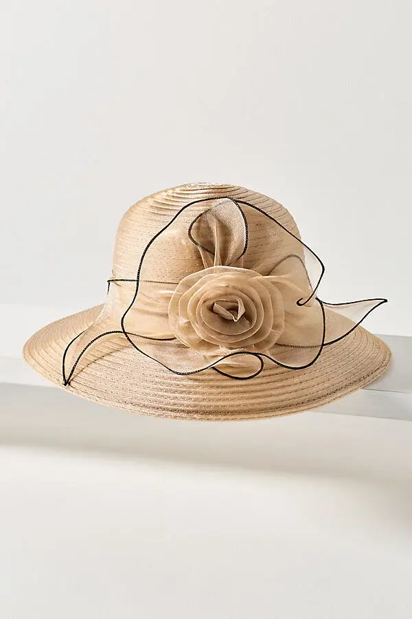 San Diego Hat Rosette Organza Boater - Gold