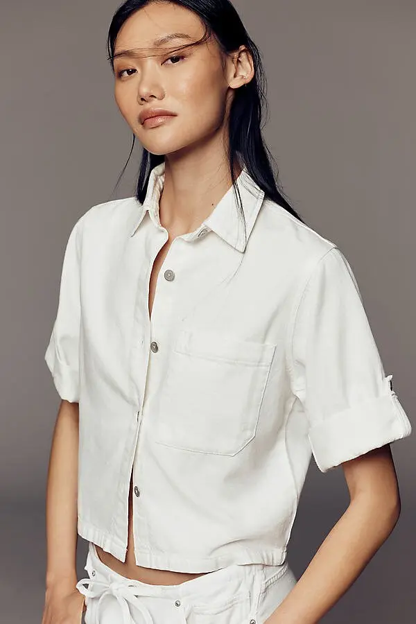 DL1961 Montauk Cuffed Sleeve Aura Shirt Top - White Aura