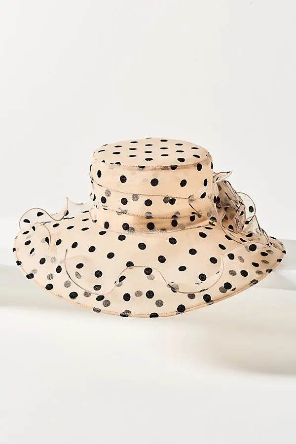 San Diego Hat Polka Dot Boater Hat - Nude/dot