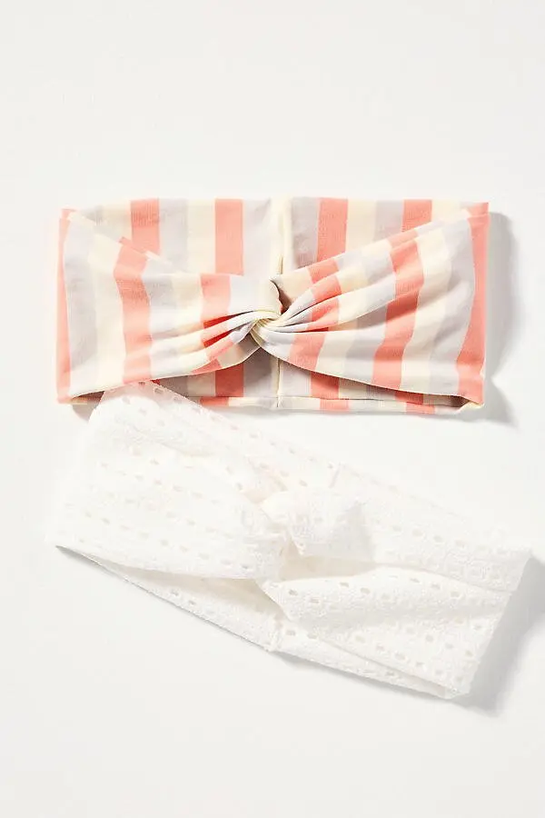 Anthropologie Set Of Two Soft Twist Headbands - Cream
