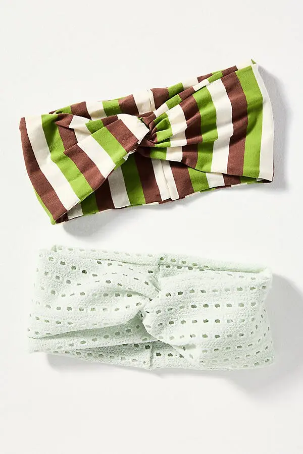 Anthropologie Set Of Two Soft Twist Headbands - Green
