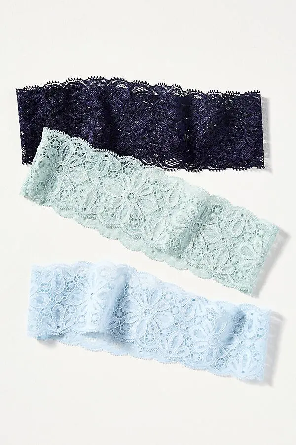 Anthropologie Set Of 3 Lace Headbands - Blue Pattern