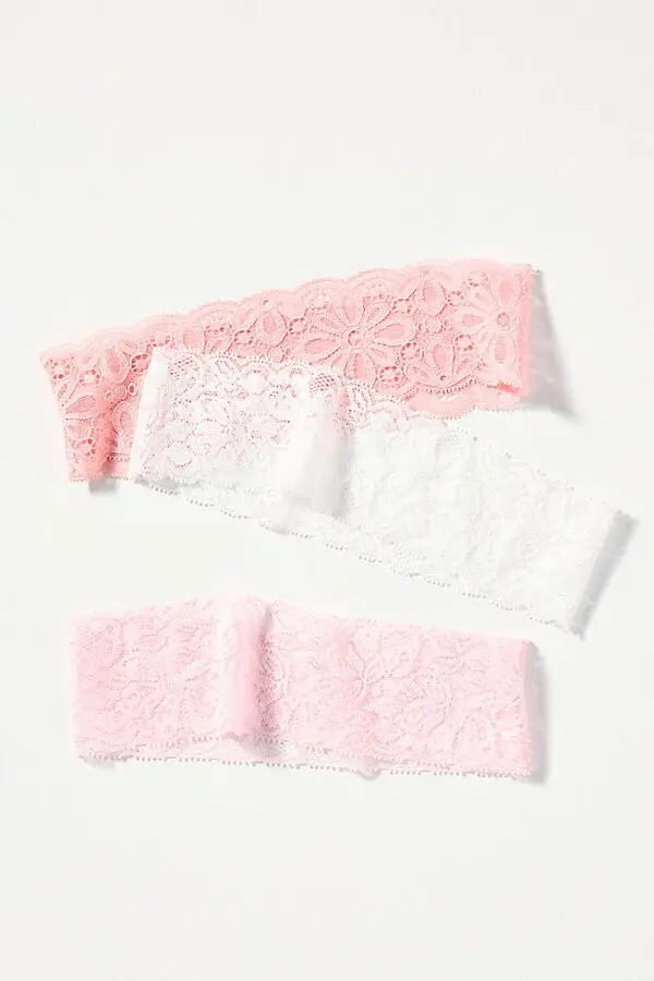 Anthropologie Lace Headbands Set Of 3 - Pink Pattern