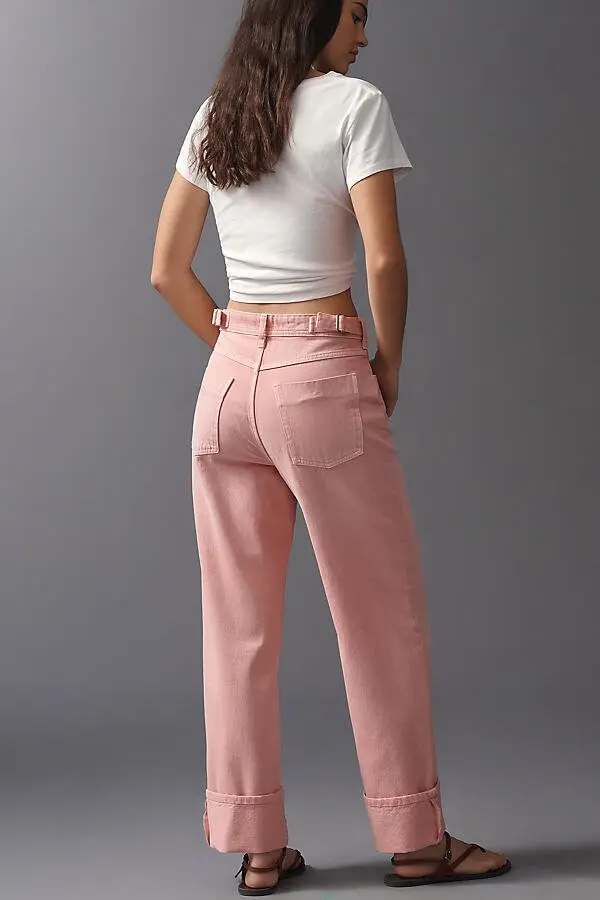 PILCRO Celeste Mid-rise Relaxed Straight-leg Jeans - Medium Pink