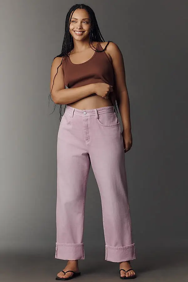 PILCRO Celeste Mid-rise Relaxed Jeans - Medium Pink