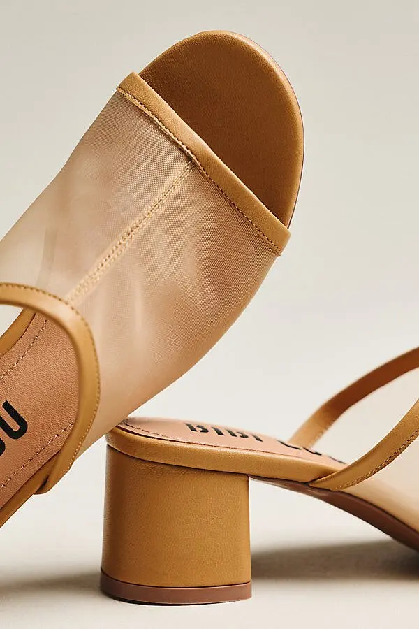 BIBI LOU Leather & Mesh Block Heel Mules