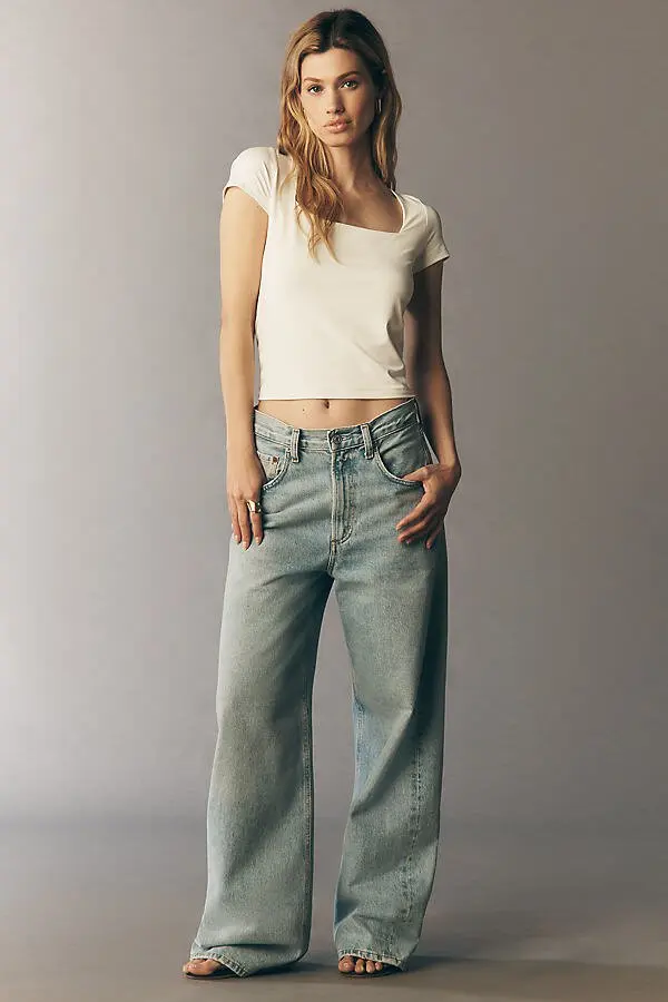 Maeve Short-sleeve Square-neck Tee - White