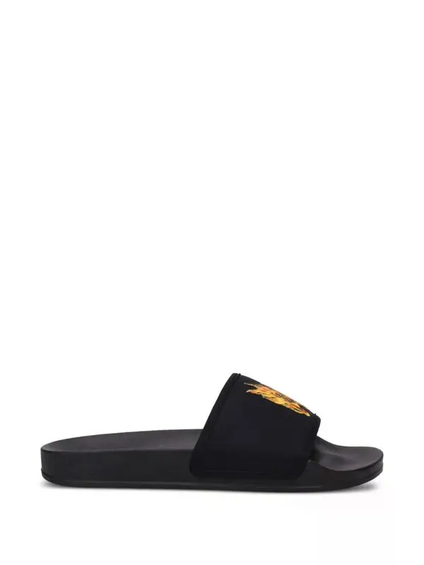 Palm Angels Embroidered Logo Slides - Black