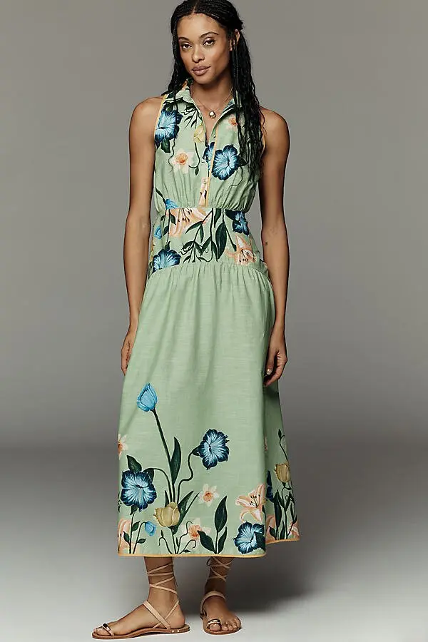 CELINA MOON Senna Maxi Dress - Green Floral