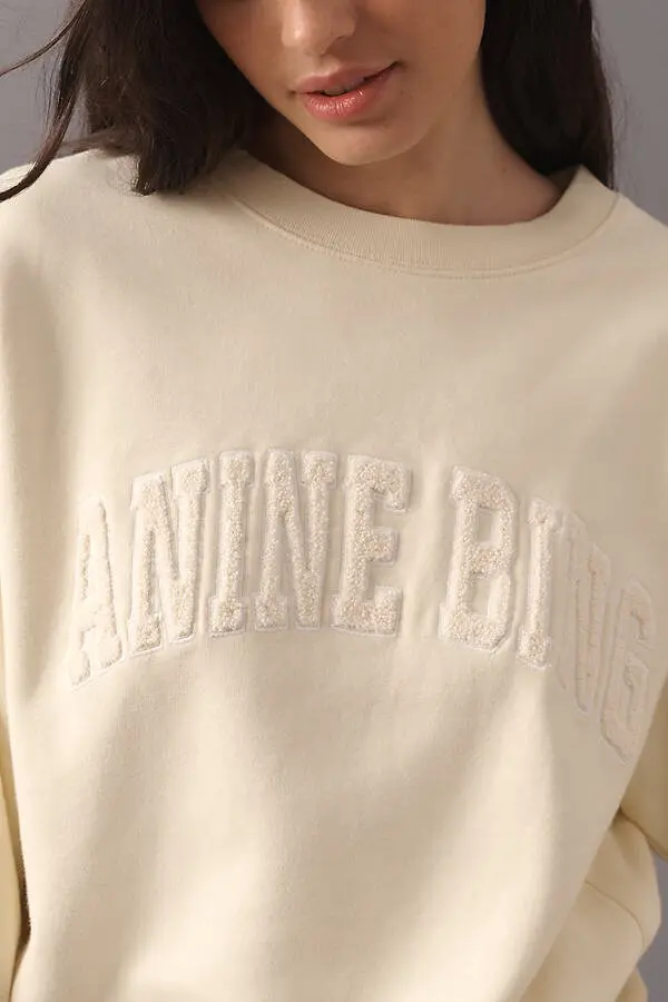 ANINE BING Harry Shrunken Sweatshirt - Cream
