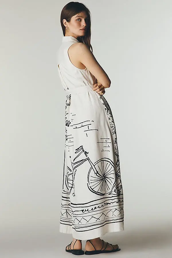 Maeve Mona Linen Blend Shirtdress Miki Lowe - Neutral Pattern