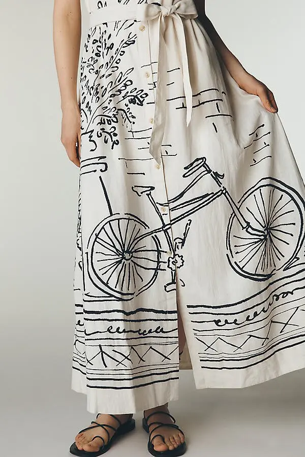Maeve Mona Linen Blend Shirtdress Miki Lowe - Neutral Pattern