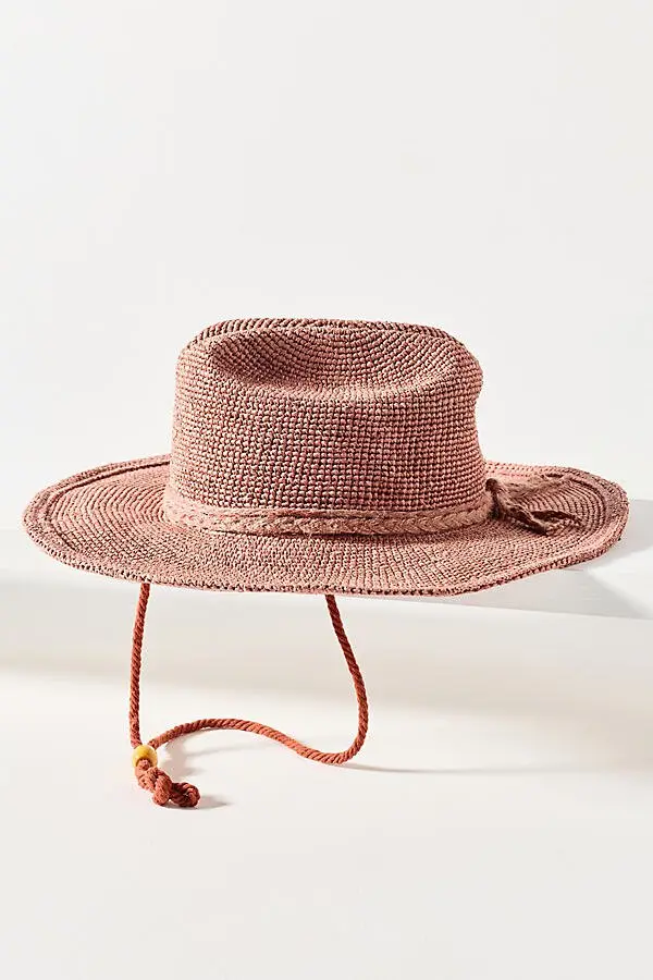 WYETH Raffia Braided Rancher Hat - Rose