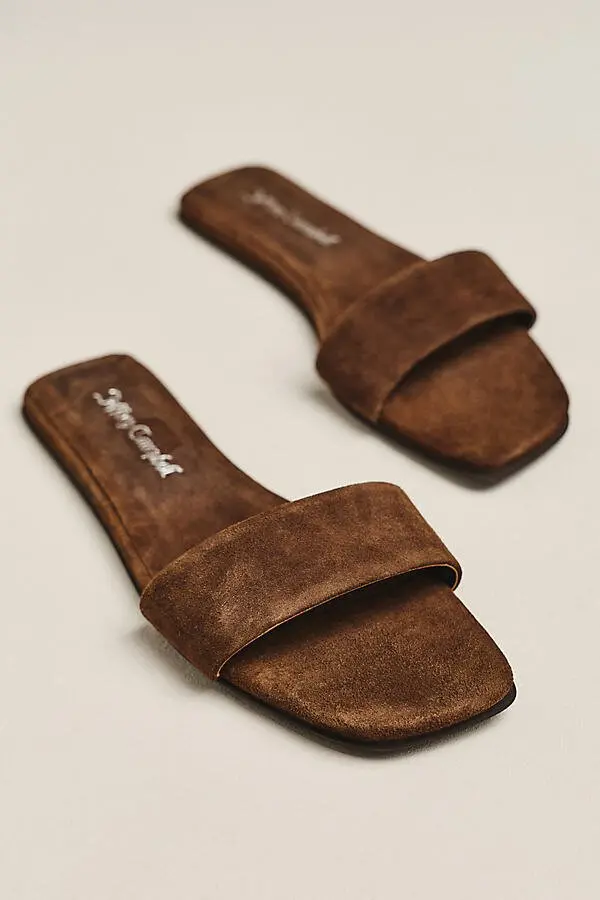 Jeffrey Campbell Vellum-2 Slide Sandals - Brown Suede