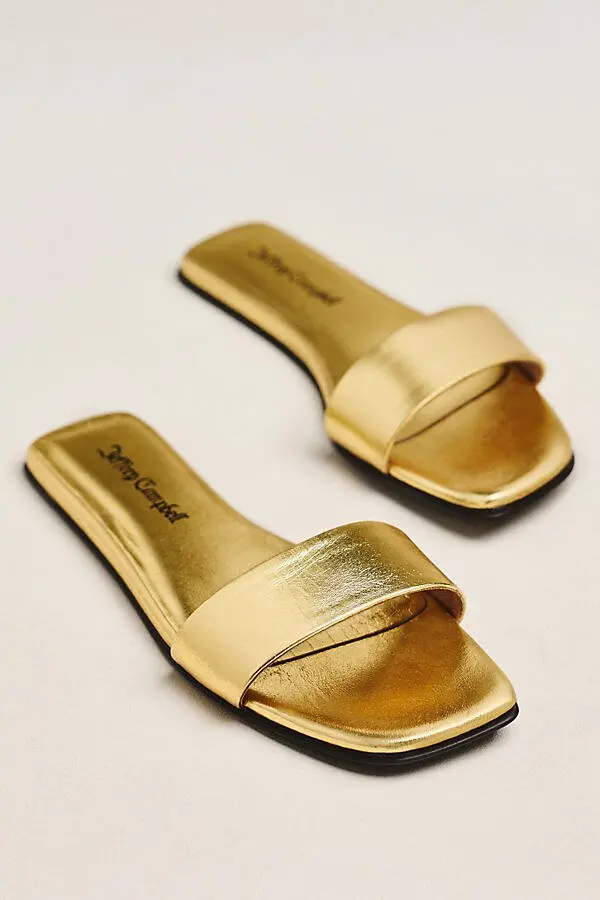 Jeffrey Campbell Vellum-2 Slide Sandals - Gold