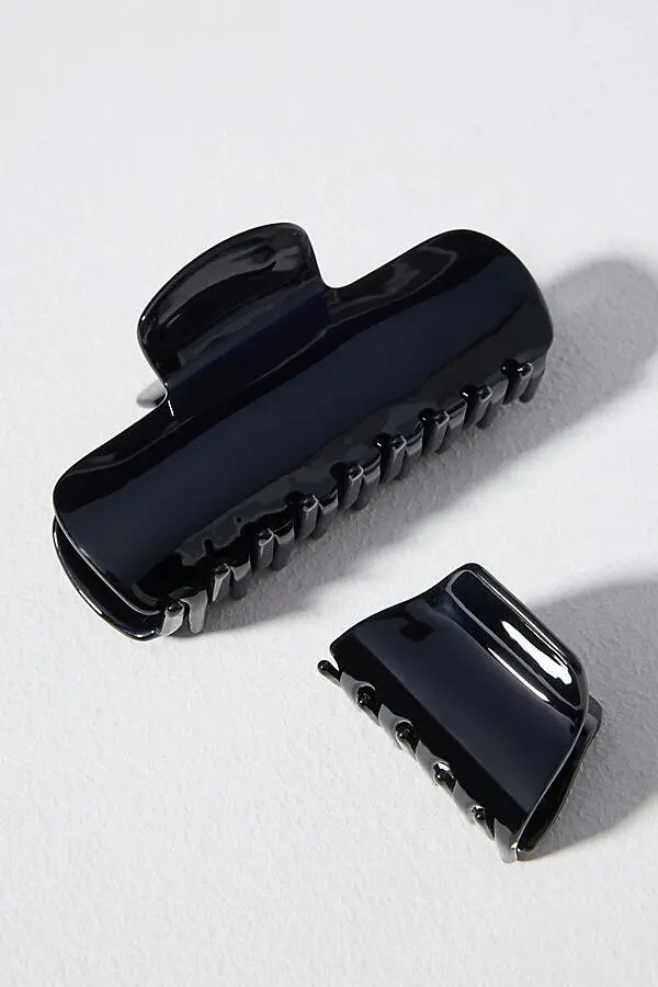 Anthropologie Minimal Claw Clip Set Of 2 - Black