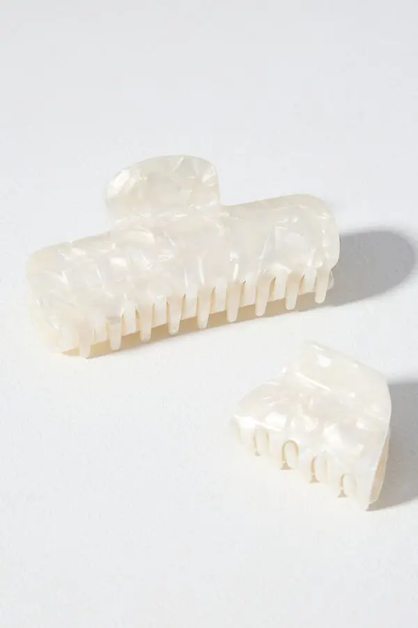 Anthropologie Minimal Claw Clip Set Of 2 - Cream