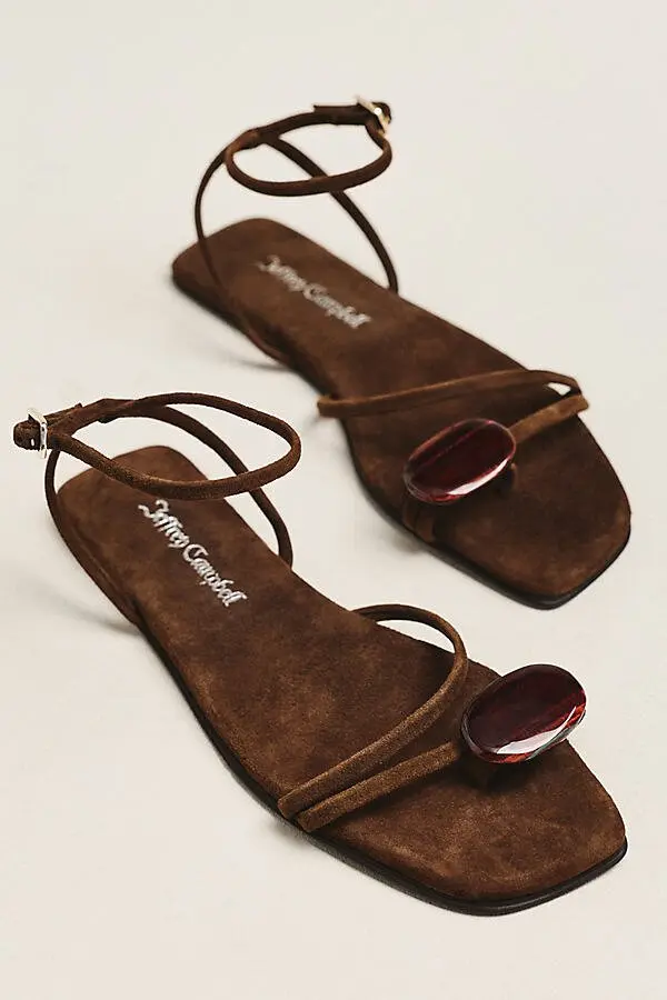 Jeffrey Campbell Lunara Strappy Sandals - Brown Suede Combo