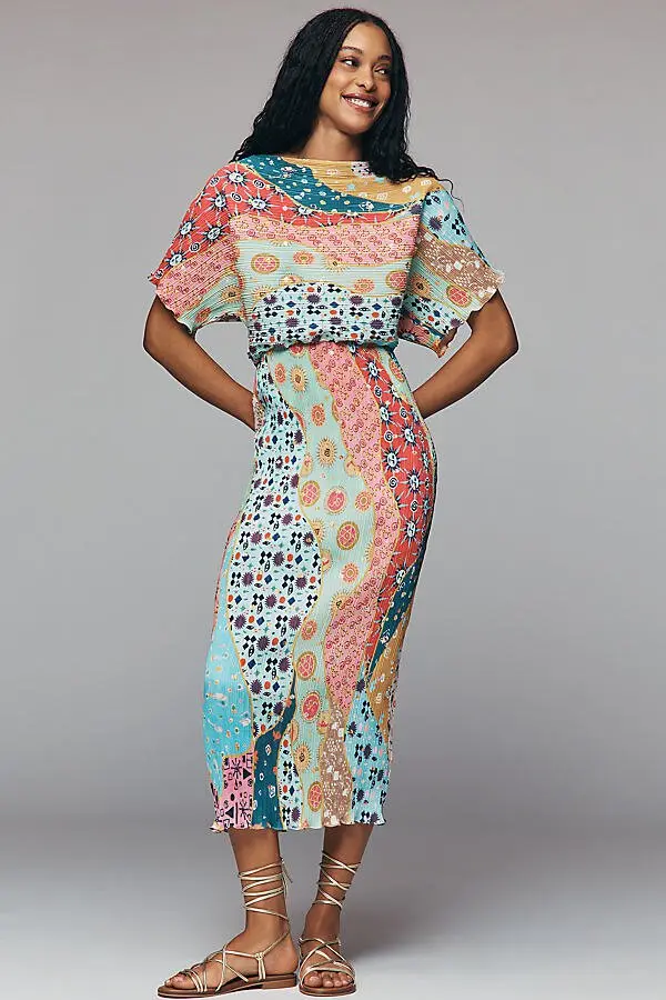 NEVER FULLY DRESSED Tilly Short-sleeve Off-shoulder Maxi Dress - Multi