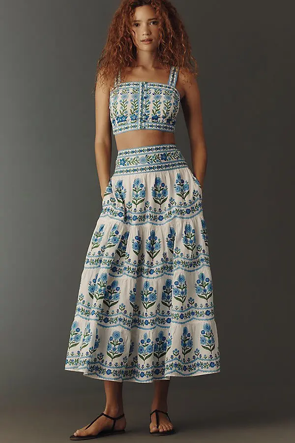 PINK CITY PRINTS 100% Cotton Tiered Rah Rah Skirt