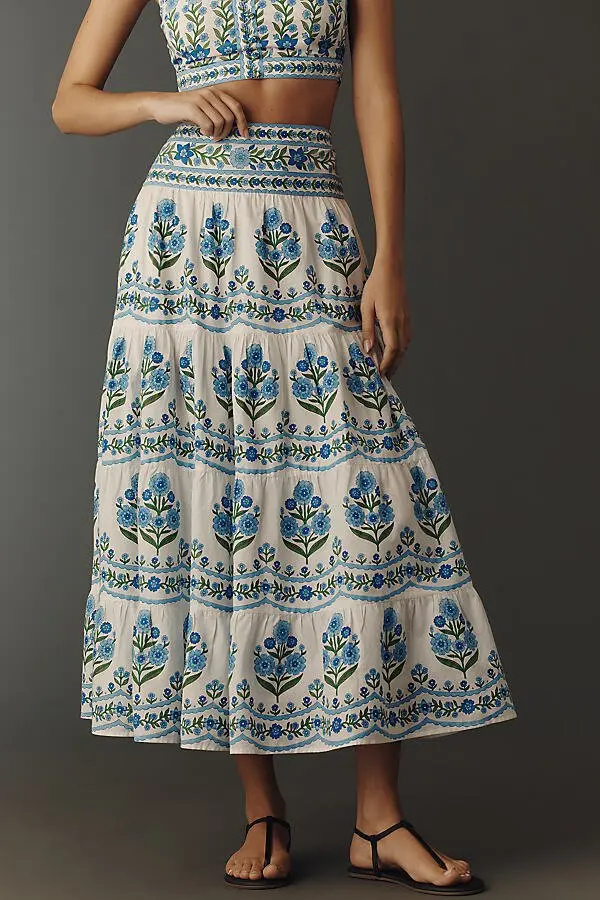 PINK CITY PRINTS 100% Cotton Tiered Rah Rah Skirt