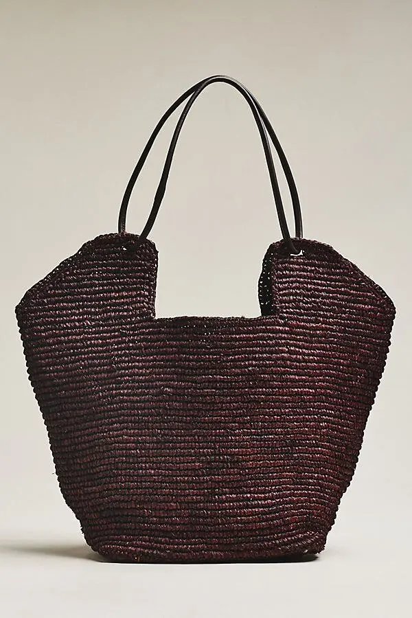 BEMBIEN Amaya Handwoven Raffia Tote - Chocolate