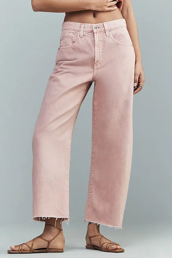 Ag Hattie Cotton Crop High-rise Tapered Jeans - Sulfur Sparkling Rose