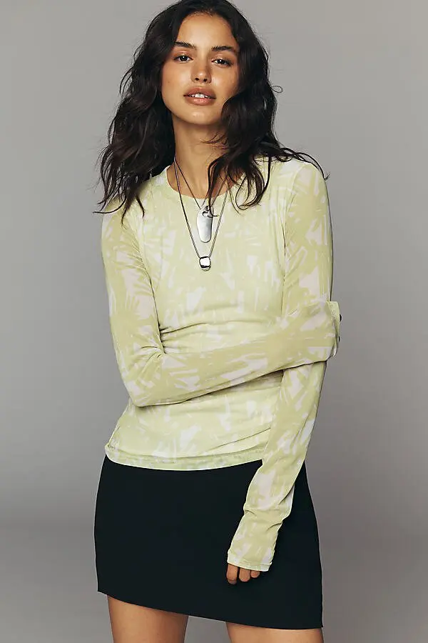 Rag & Bone Yana Long-sleeve Mesh Top