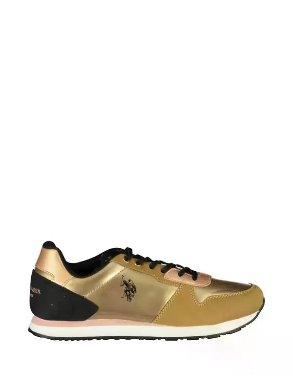 U.s. Polo Assn. Metallic-finish Logo-detail Sneakers - Gold