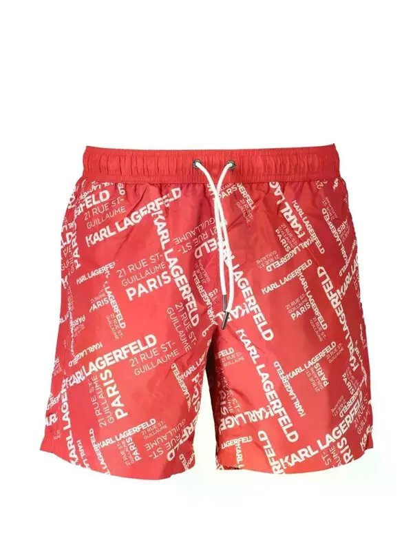 Karl Lagerfeld Logo-print Swim Shorts - Red