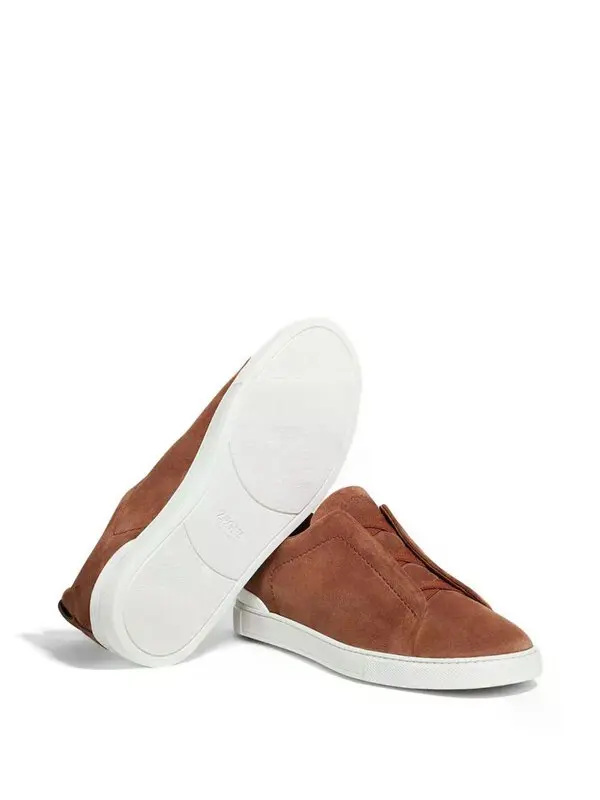 Zegna Triple Stitch Slip-on Sneakers - Brown