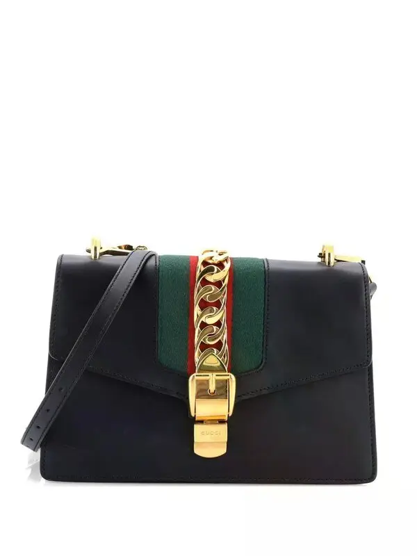 Gucci Sylvie Leather Small Shoulder Bag - Black