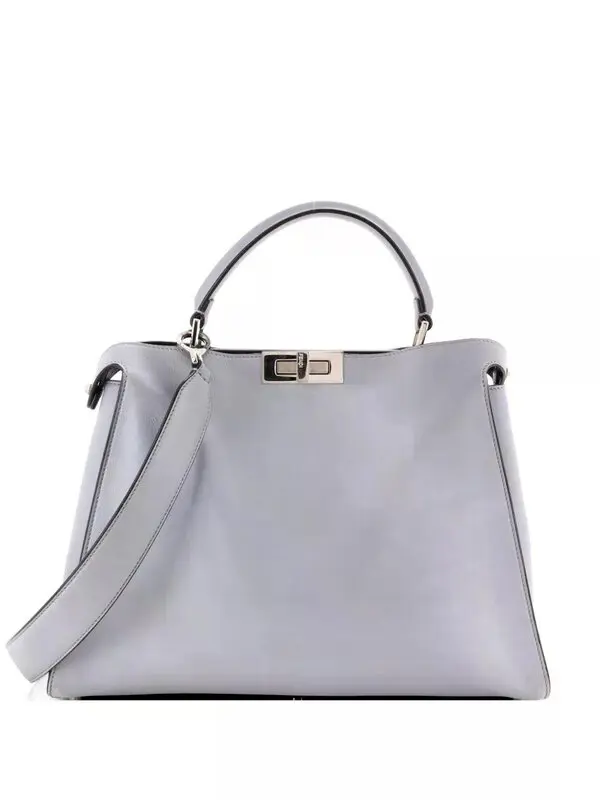 Fendi Peekaboo Essential Bag Leather Large Satchel - Grey