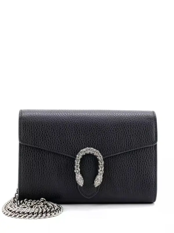 Gucci Dionysus Chain Wallet Leather With Embellished Detail Small Crossbody Bag - Black