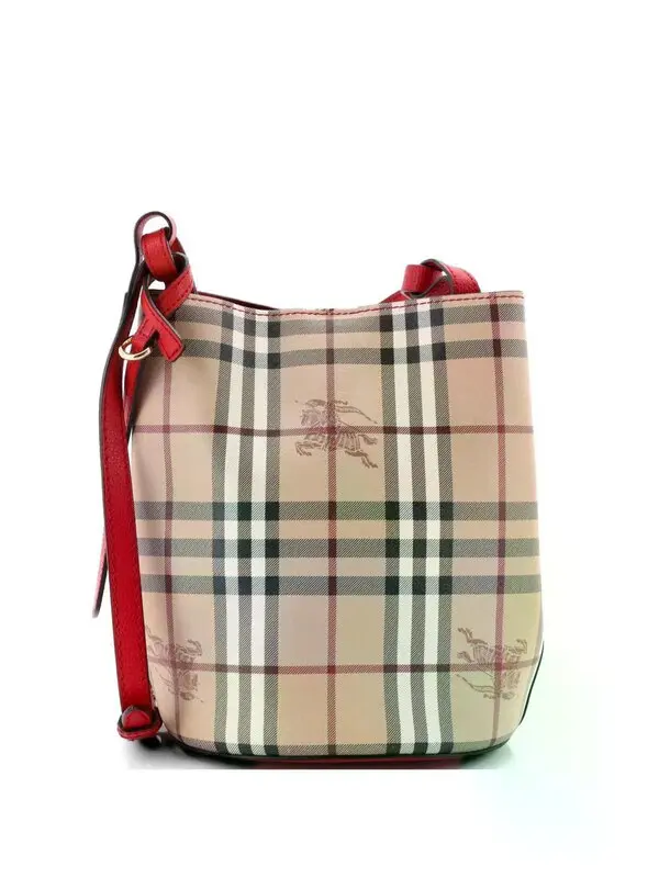 Burberry Lorne Haymarket Coated Canvas Small Bucket Bag - Neutrals