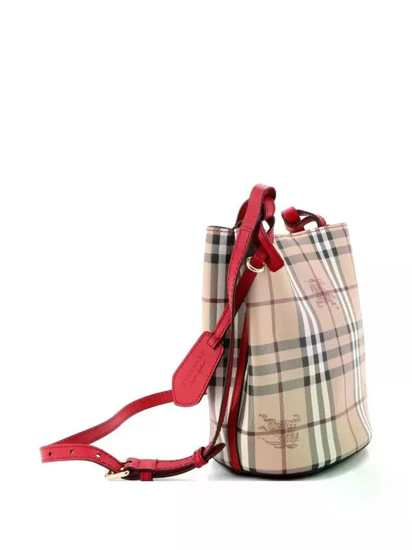 Burberry Lorne Haymarket Coated Canvas Small Bucket Bag - Neutrals