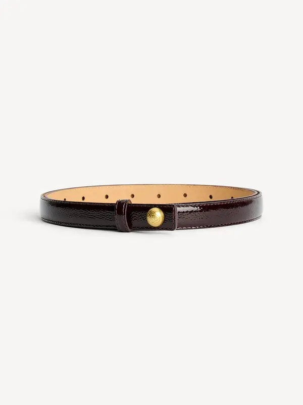 BY MALENE BIRGER Freya Patent Leather Belt - Aubergine