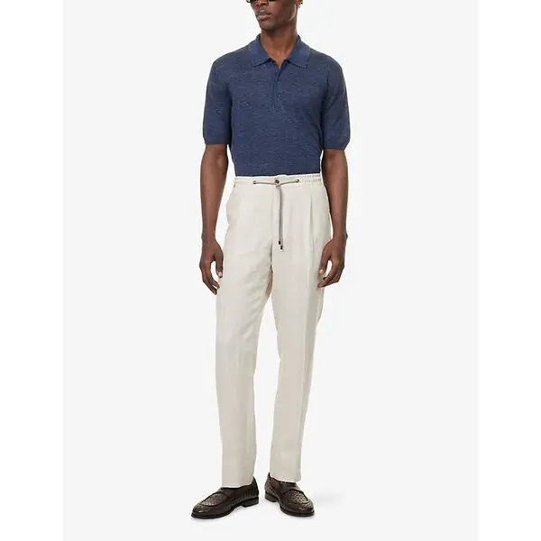 Corneliani Short-sleeve Linen And Silk-blend Polo Shirt