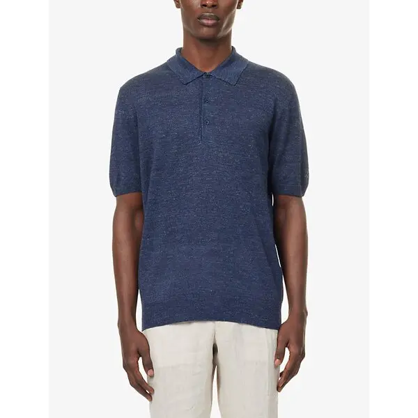 Corneliani Short-sleeve Linen And Silk-blend Polo Shirt