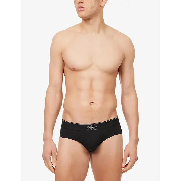 Calvin Klein Graphic Monogram Pack Of Three Stretch-cotton Briefs