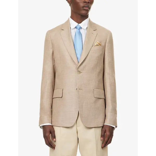 Paul Smith Single-breasted Buggy-lined Linen And Wool-blend Blazer