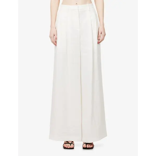 TWP Avery Wide-leg Pleated Linen Trousers
