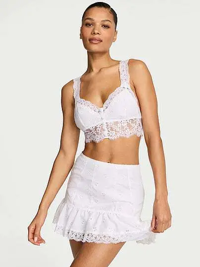 Victoria's Secret Dream Angels Butterflies Eyelet Ruffled Skirt - White,ivory