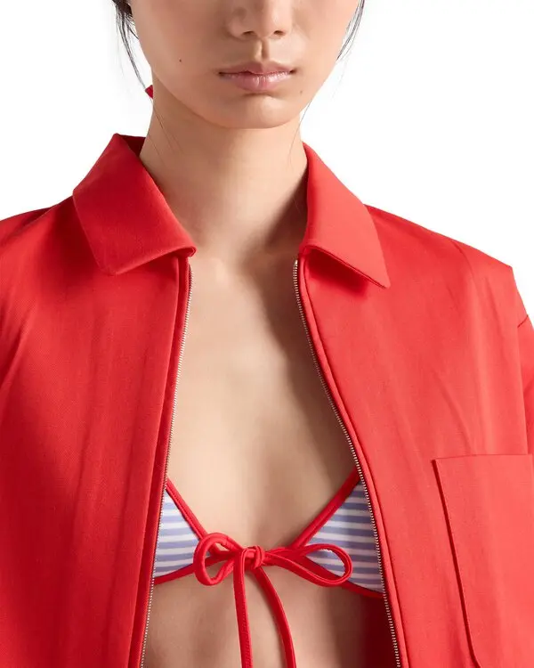 Prada Interlock Jersey Triangle Bikini Top - Periwinkle/red