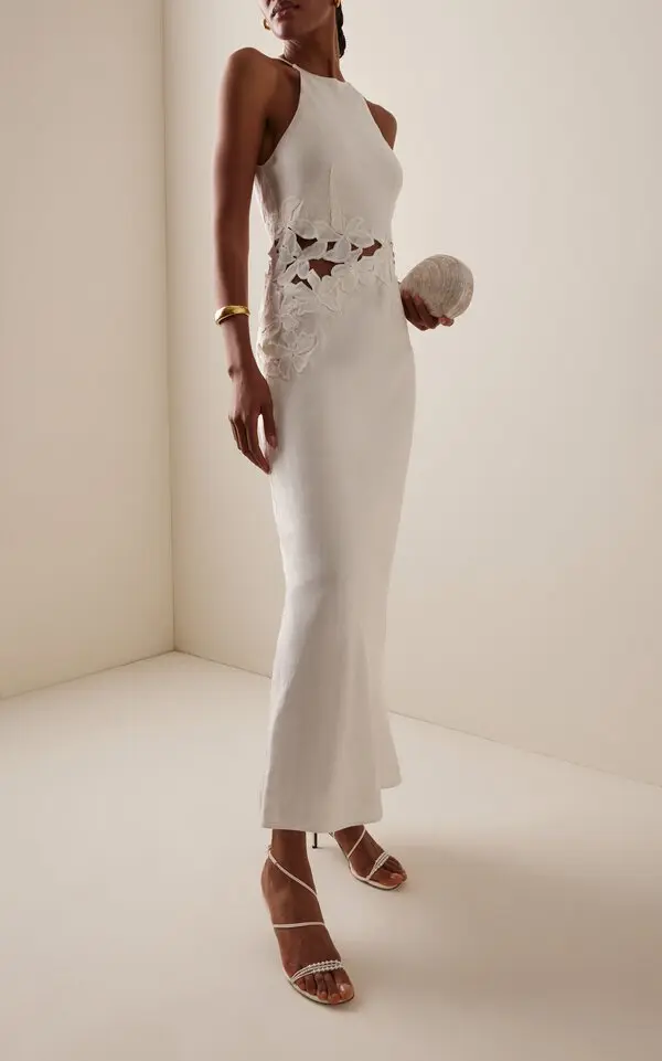 Significant Other Idette Floral-appliquéd Linen-blend Maxi Dress