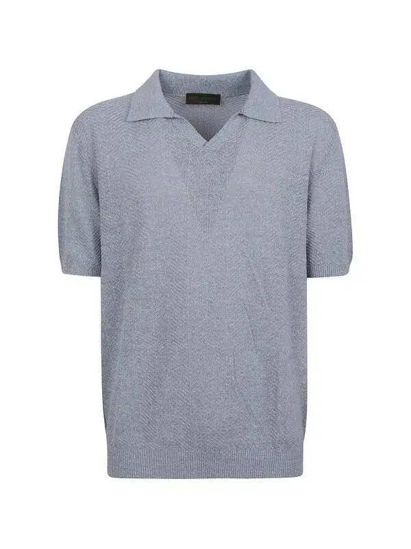 BRETT JOHNSON Chevron-knit Polo Shirt