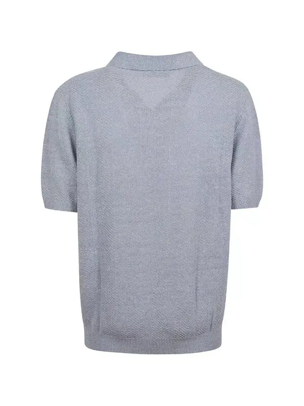BRETT JOHNSON Chevron-knit Polo Shirt