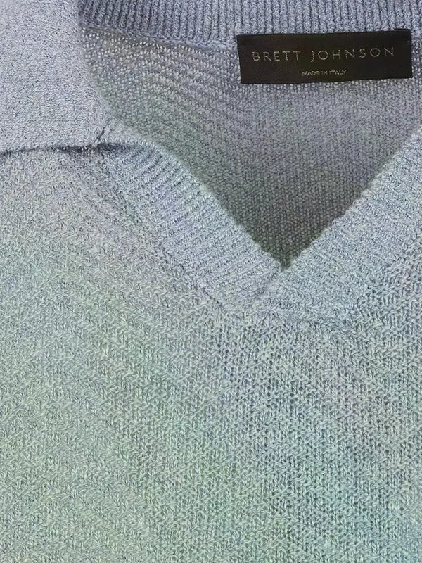 BRETT JOHNSON Chevron-knit Polo Shirt