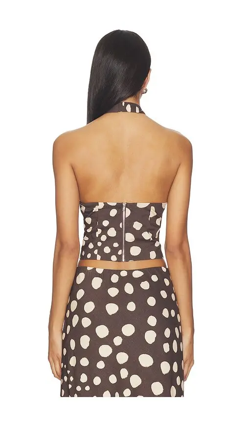 SEVEN WONDERS Halterneck Polka Dot Top - Brown